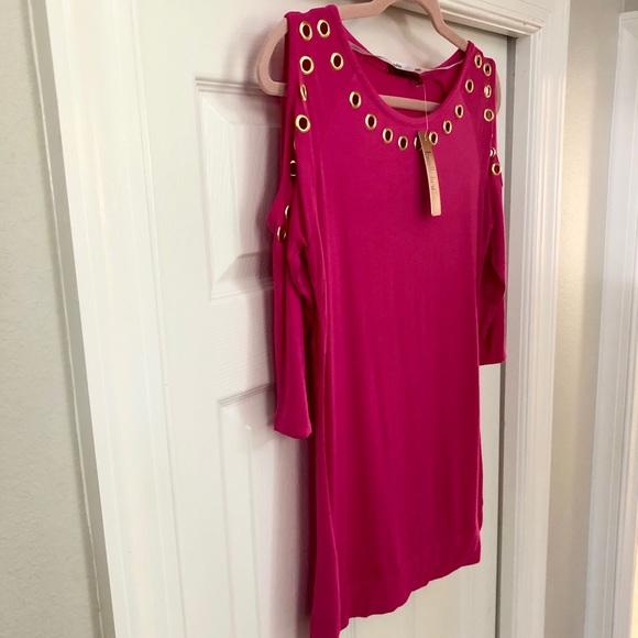 Belldini | Tops | Nwt Belldini Cold Shoulder Gold Grommets Tunic Top ...